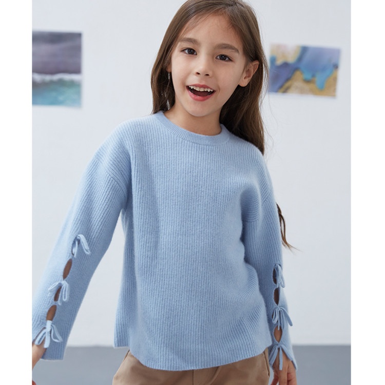 Casual girls winter sweater crew neck warm knit jumper