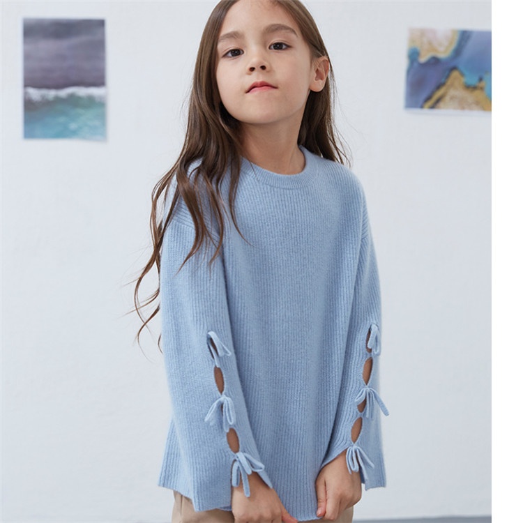 Casual girls winter sweater crew neck warm knit jumper